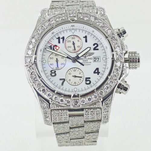 Custom Diamond Breitling Super Avenger Watch | Roath's Pawn